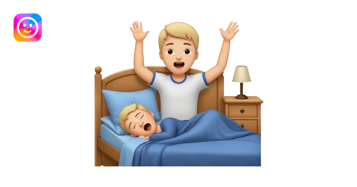 emoji- of a stretching boy waking up in bed emoji | AI Emoji Generator