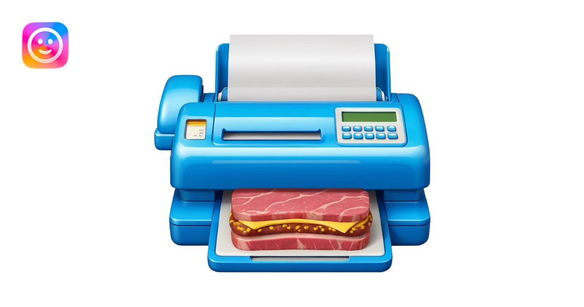 jeff koons style spam meat fax machine emoji | AI Emoji Generator