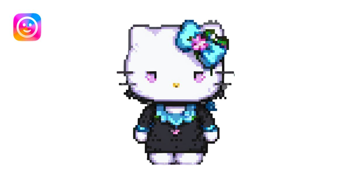 Hello Kitty character, simple and cute pixel art illustration | AI ...