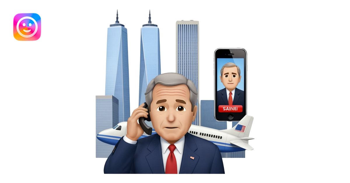 emoji of the world trade center with a plane crashed into it and george ...