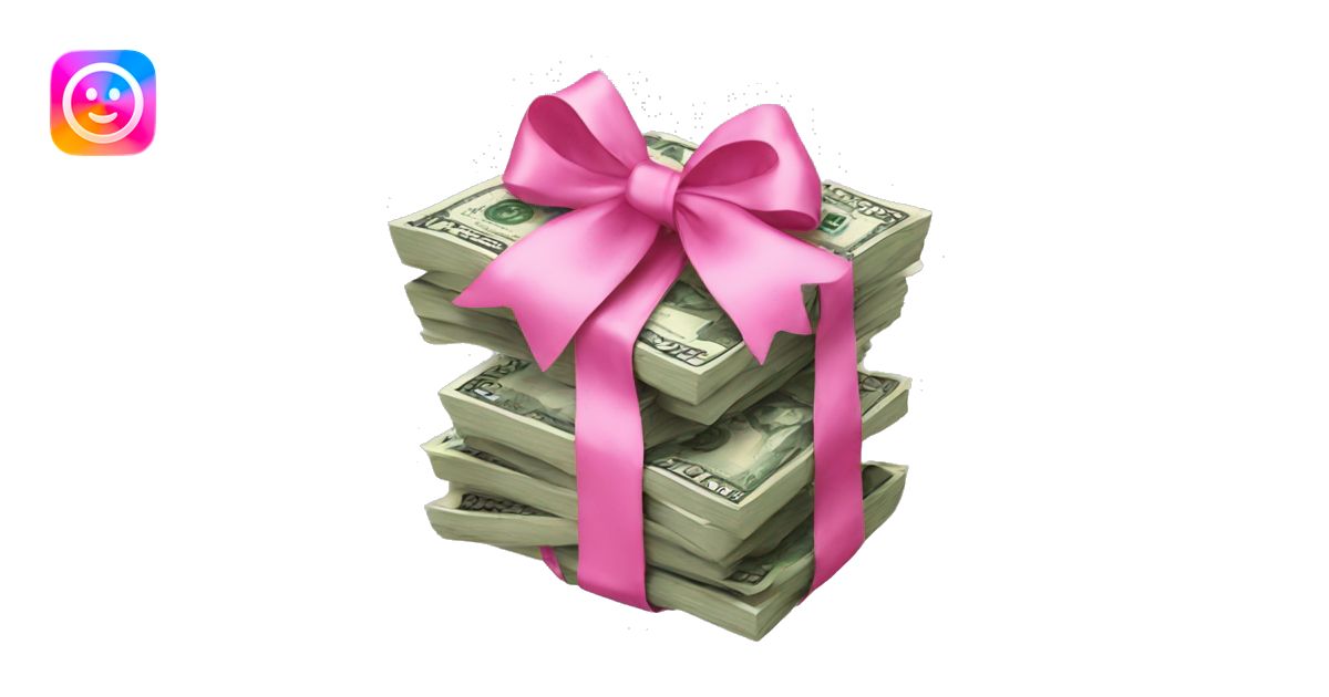 Money stack with pink bow emoji | AI Emoji Generator