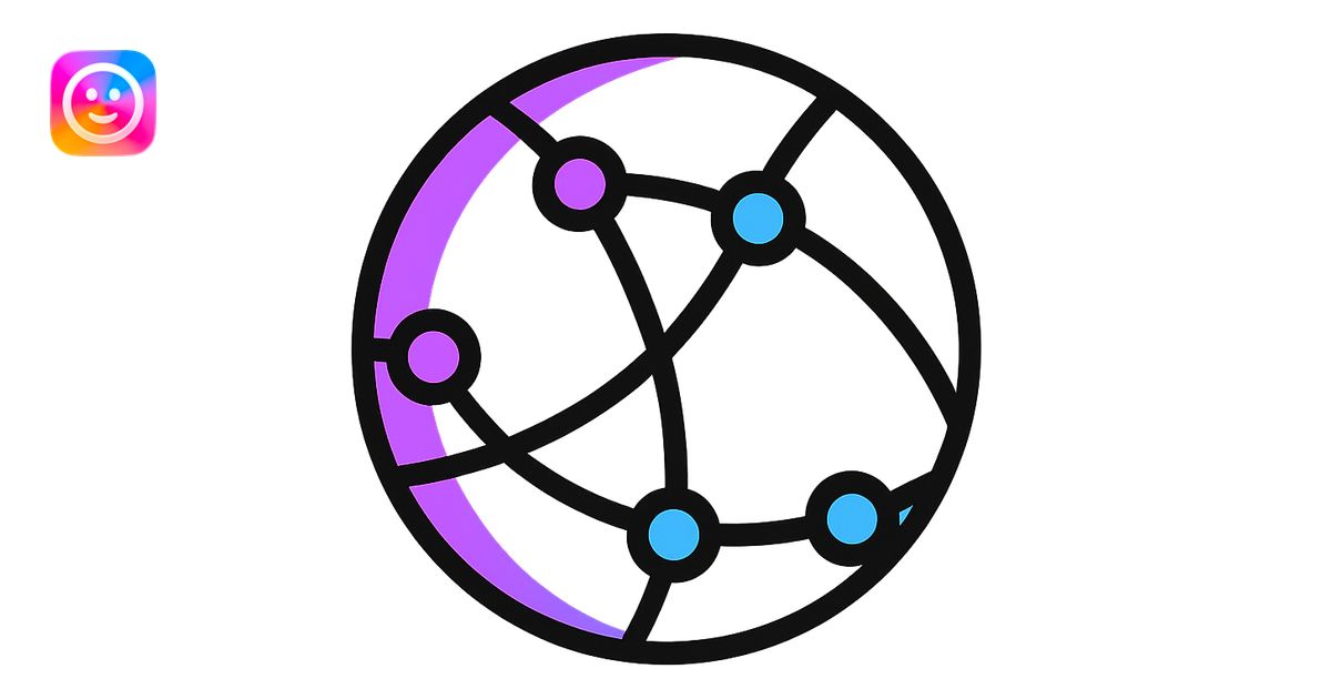 minimalist abstract icon of a global internet network, circular web of ...