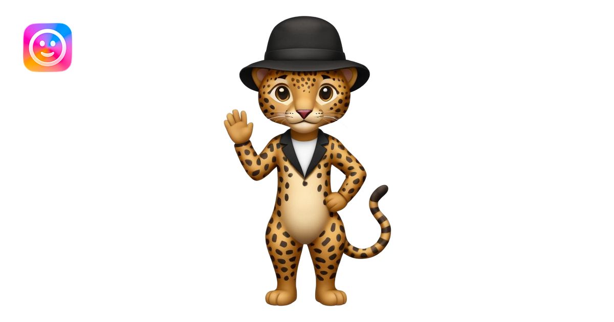 full body leopard in a black hat emoji | AI Emoji Generator