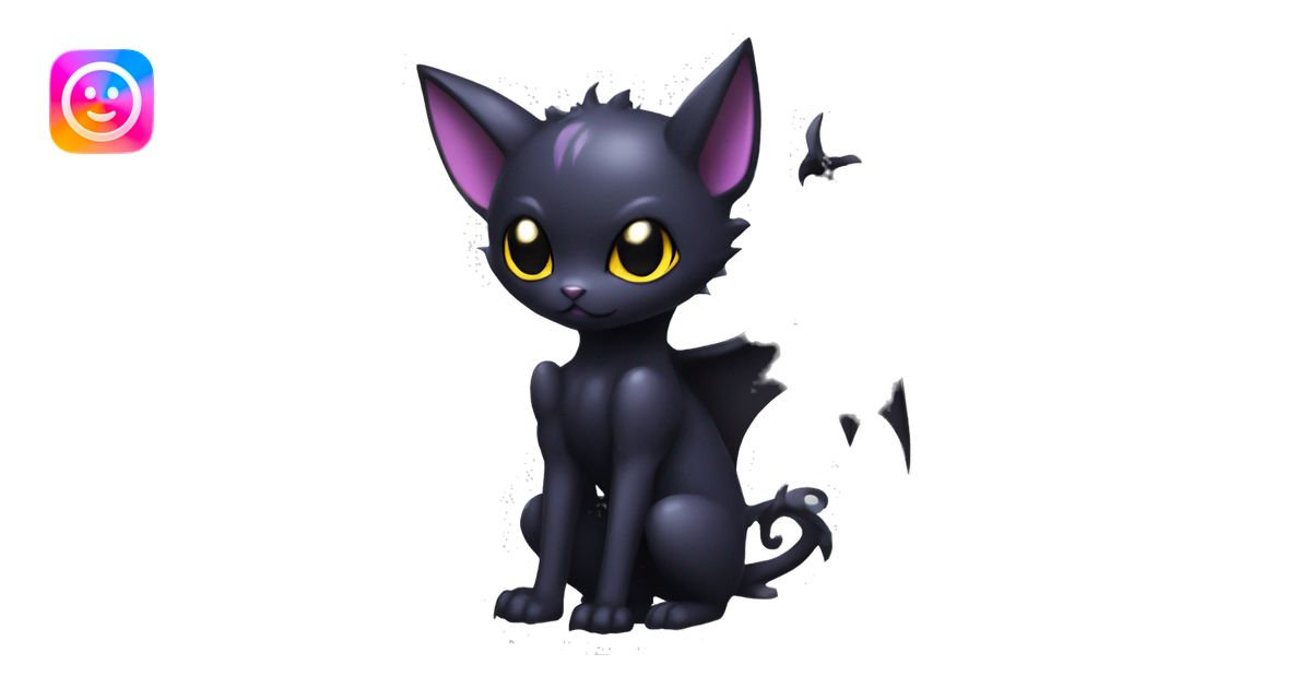 Cool Cute Edgy Dark Black Batty Chibi Noibat-Cat-Pokémon-Fakémon-hybrid ...