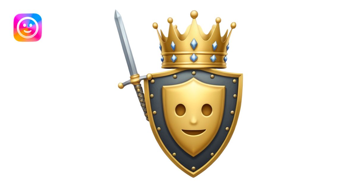 Powerful emoji with only sword, shield and crown emoji | AI Emoji Generator