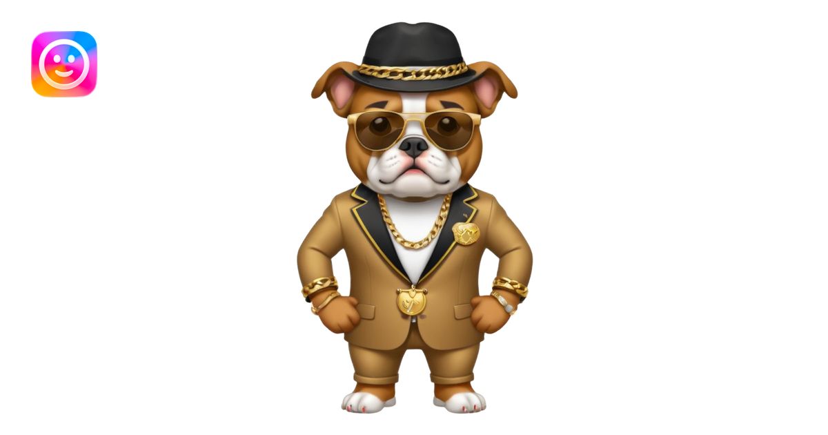 Bulldog in pimp outfit emoji | AI Emoji Generator