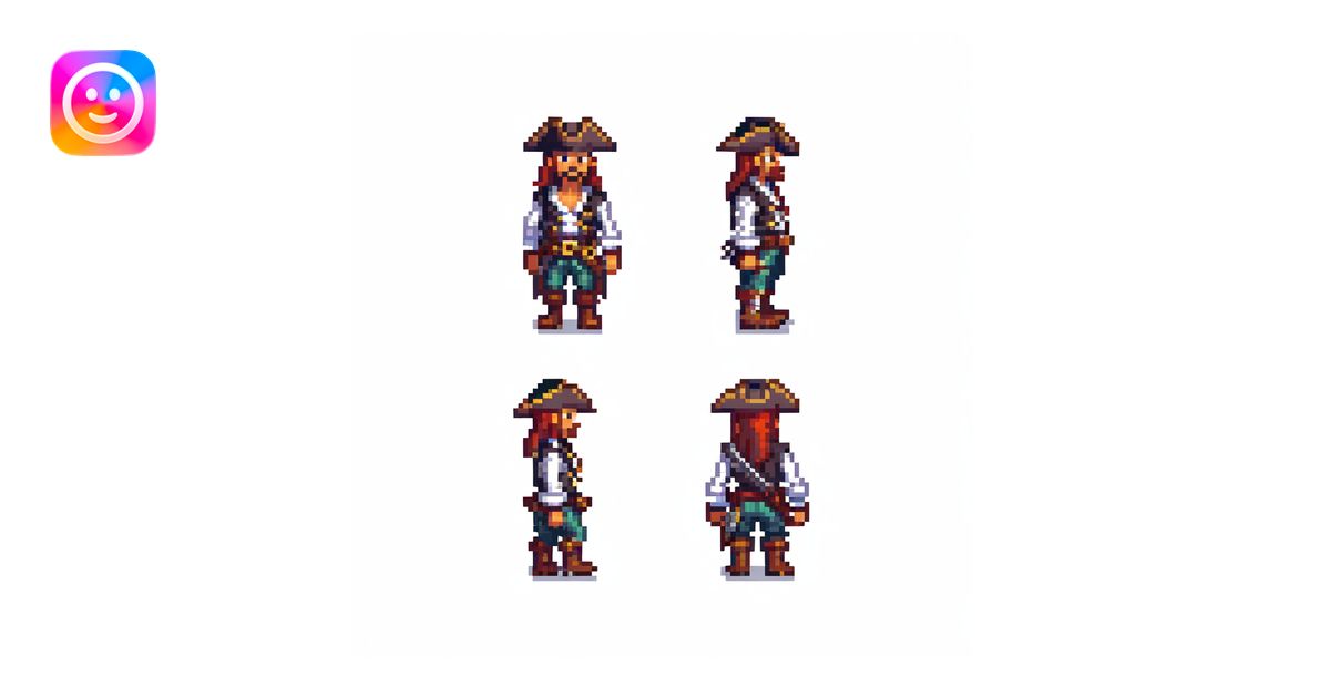 pirate character walking animation, 32-bit style, game sprite, side ...