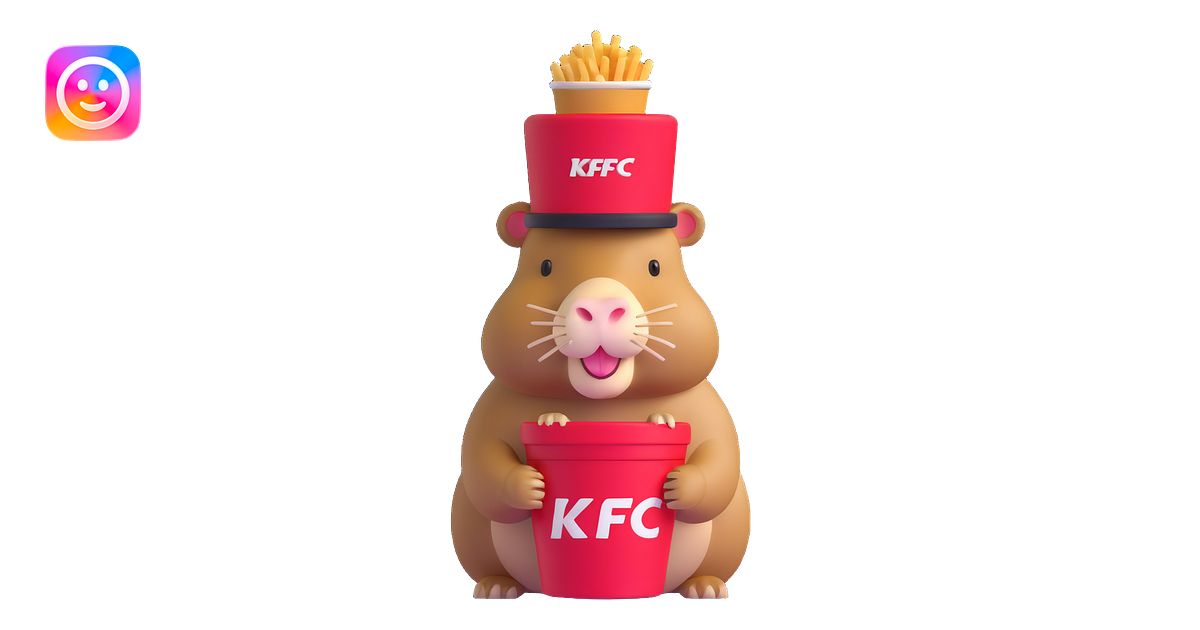Capybara wearing a tiny KFC bucket as a hat on its head emoji | AI ...