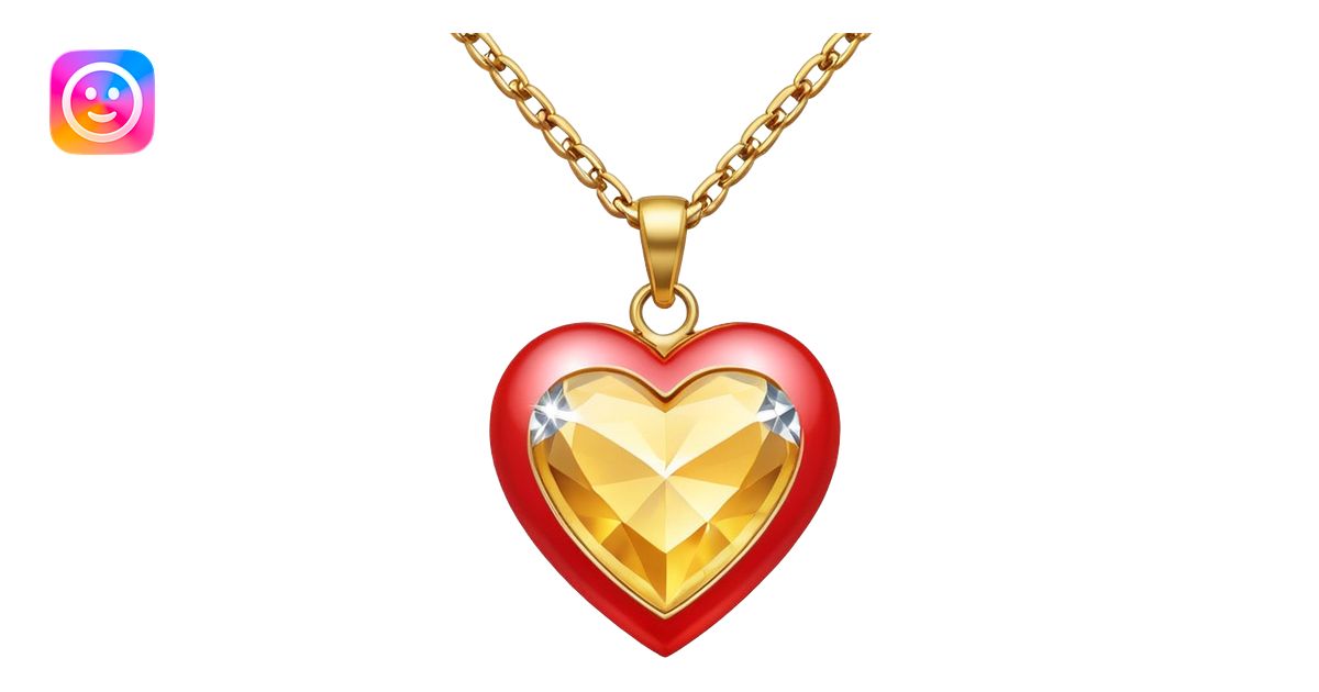 gold chain with a diamond heart pendant emoji | AI Emoji Generator