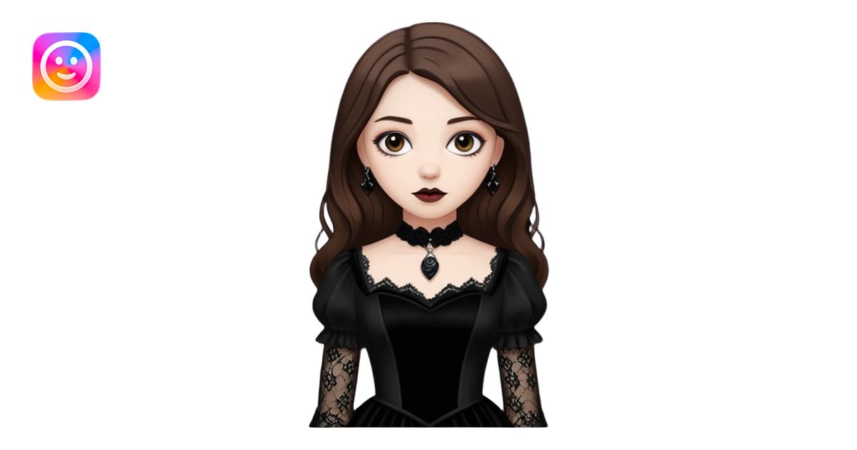Adelaide Victoria Kane with brown hair in black goth dress emoji | AI ...