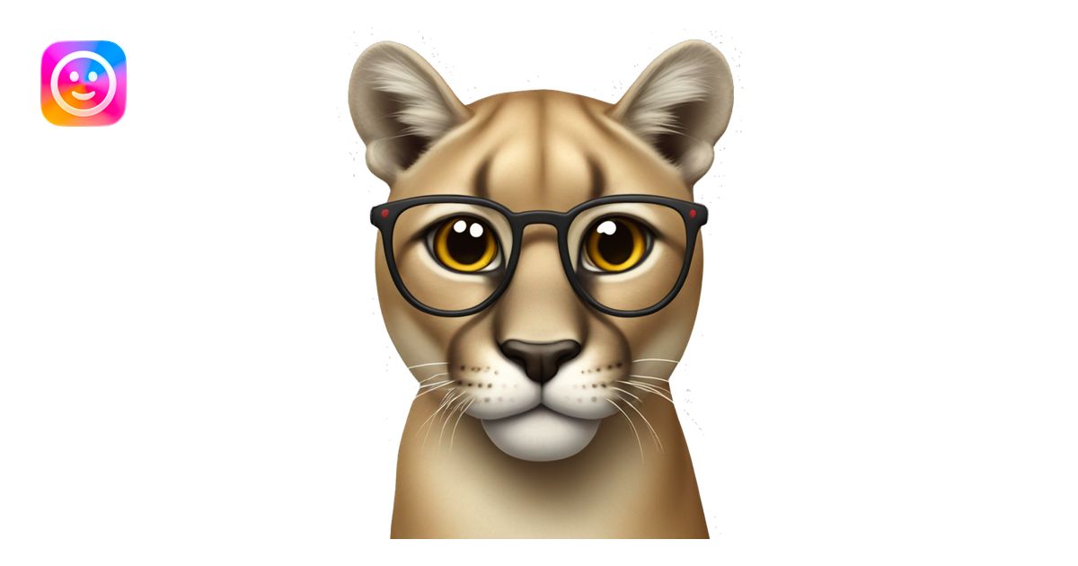 puma that act like a human with glasses with pouting mouth emoji | AI ...