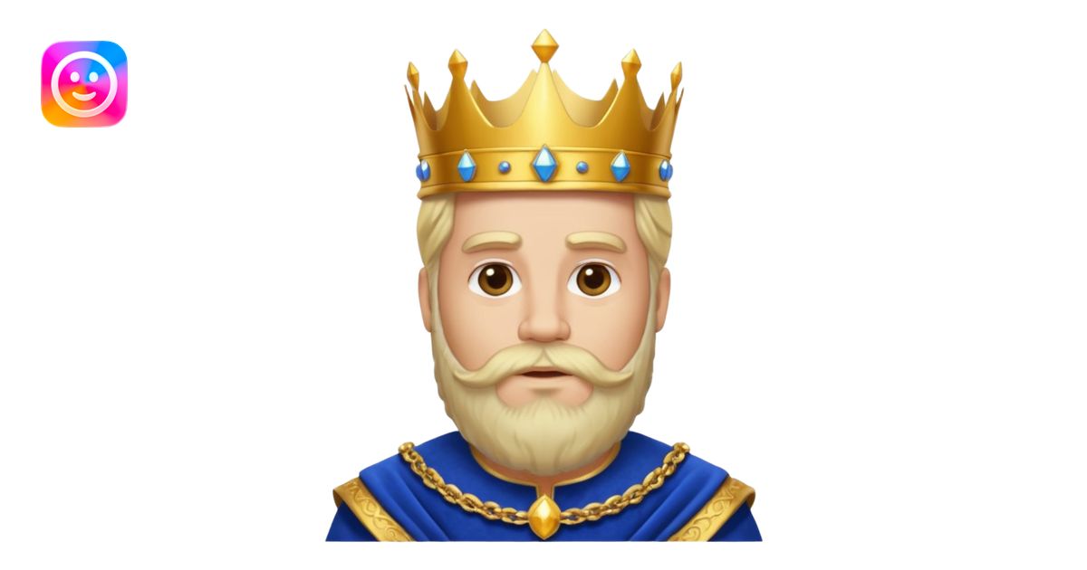 bearded king with crown and blue outfit blonde hair emoji | AI Emoji ...
