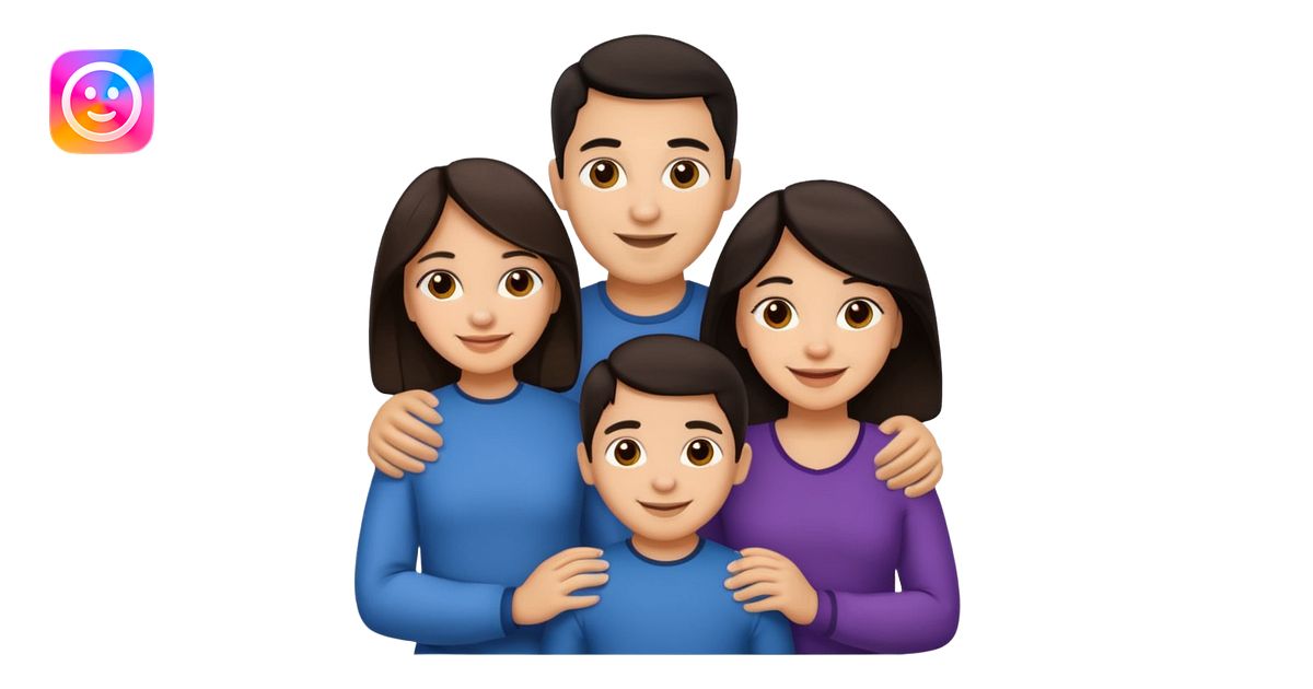 Light skin dark hair, Hispanic family of 6 emoji | AI Emoji Generator