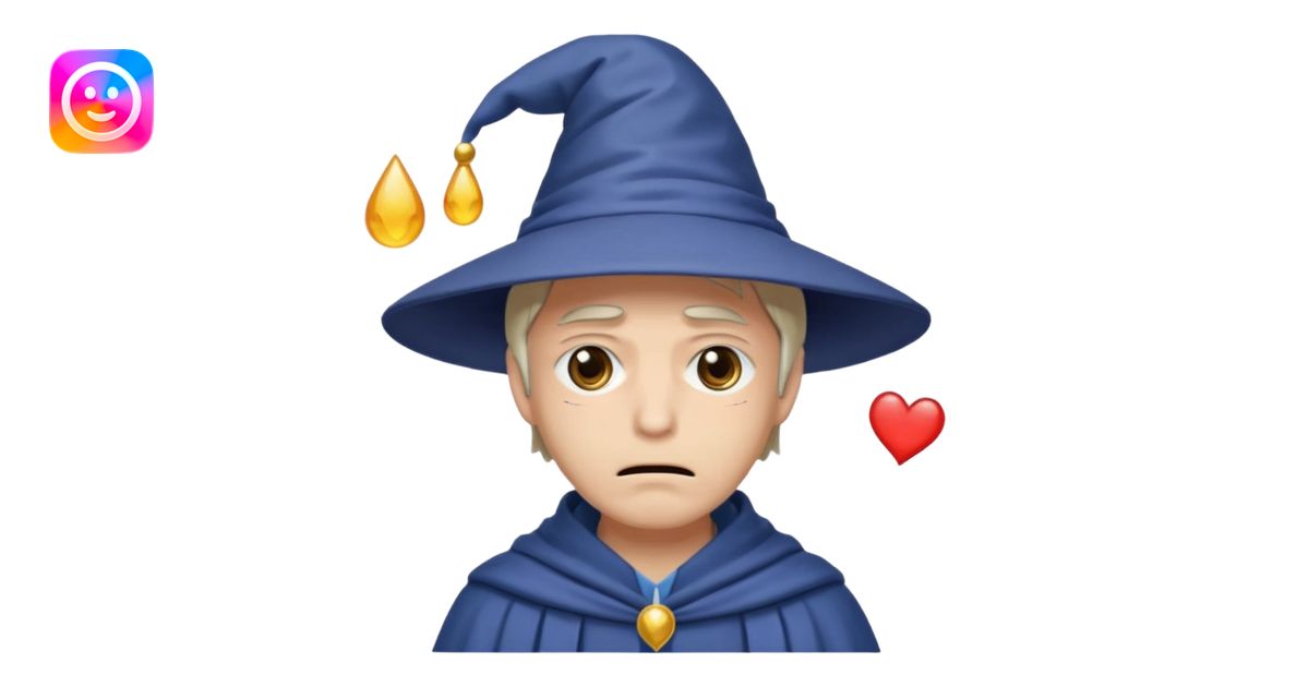 Male, mysterious wizard, 8 emojis, sad, happy, angry, confused, love ...