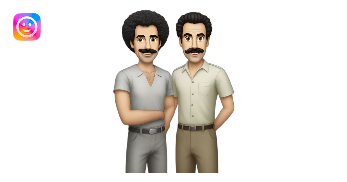 Borat with his cousin bilo emoji | AI Emoji Generator