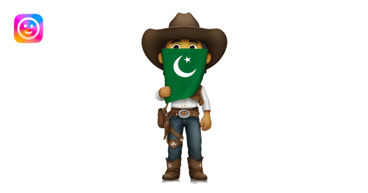 Cowboy holding Pakistan flag emoji | AI Emoji Generator