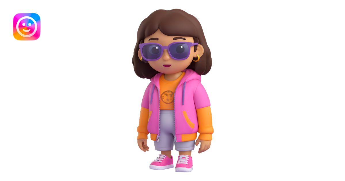 Dora the Explorer as a thug, 3D emoji style, sunglasses, streetwear ...