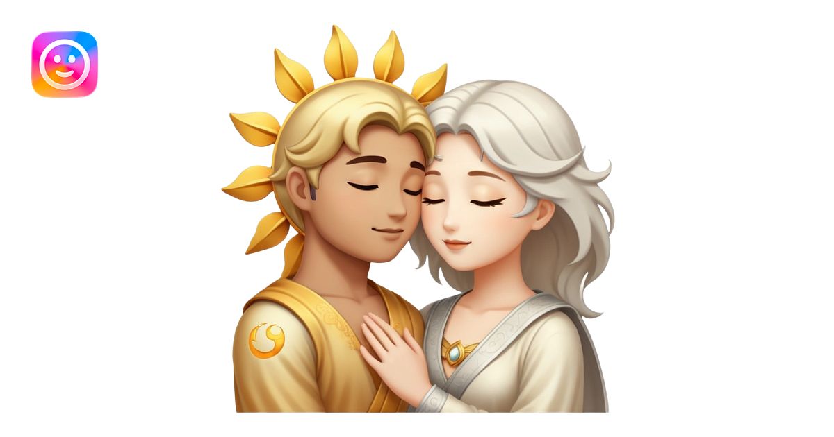 sun and moon embracing lovingly, romantic couple emoji | AI Emoji Generator