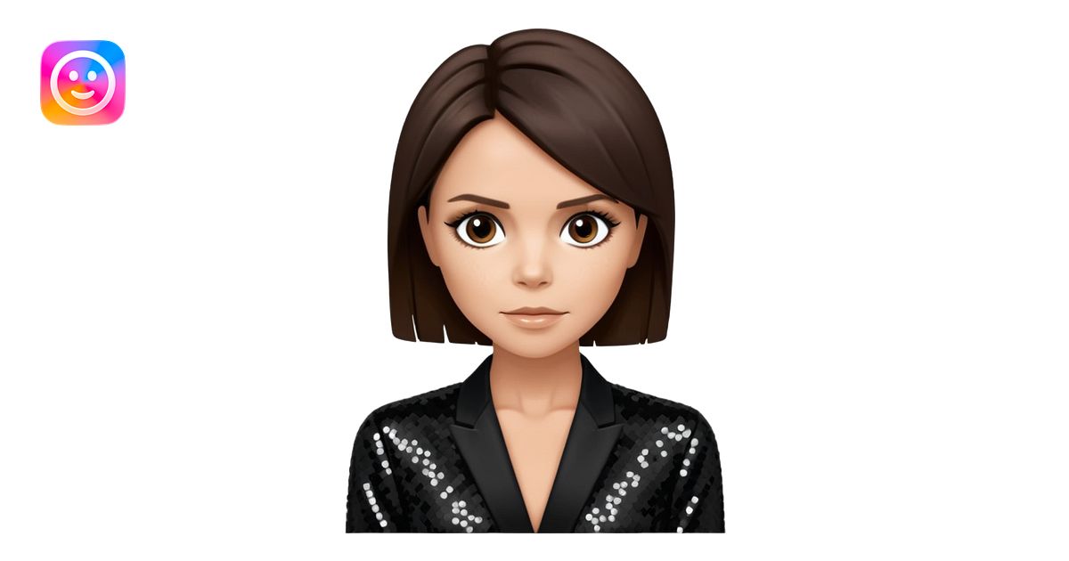 Victoria Beckham from Spice Girls with medium dark brown hair, black ...