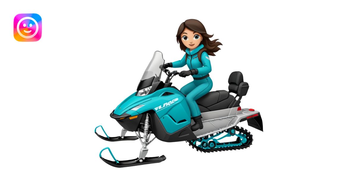 Can you create an emoji of a brunette girl on a teal polaris khaos 850 ...