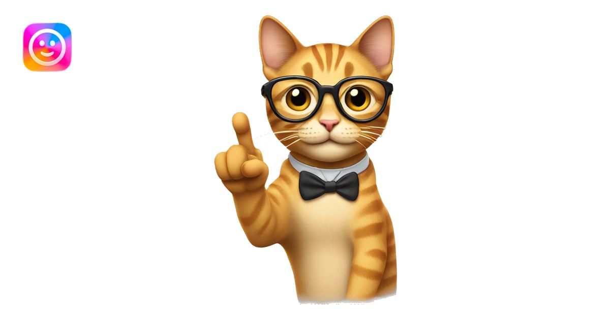 cat emoji with nerd glasses, pointing index finger up in the air emoji ...