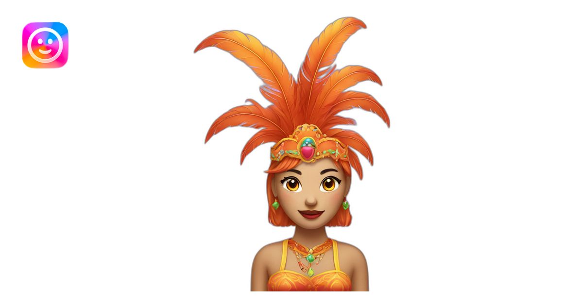 female carnival mandarin with feathers emoji | AI Emoji Generator