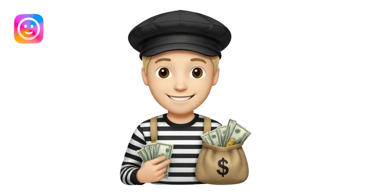 robber with 4 lines of black and white striped shirt and he has a money ...