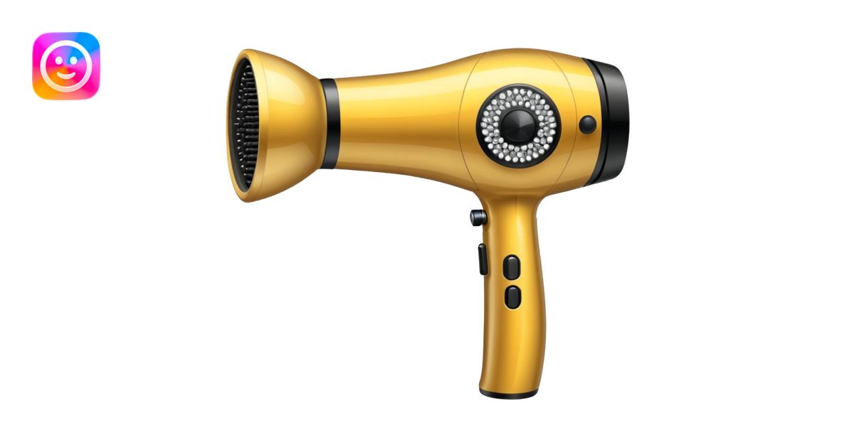 black blow dryer covered in diamonds emoji | AI Emoji Generator