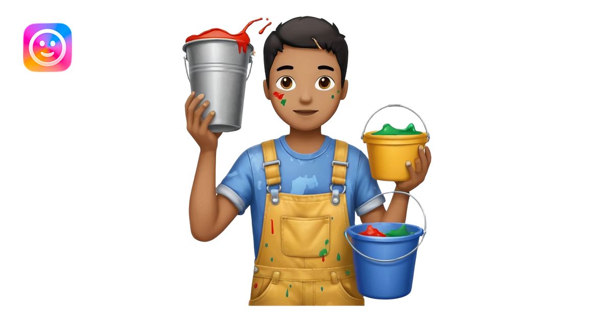 Poster Paster + bucket, Street Artist. emoji | AI Emoji Generator