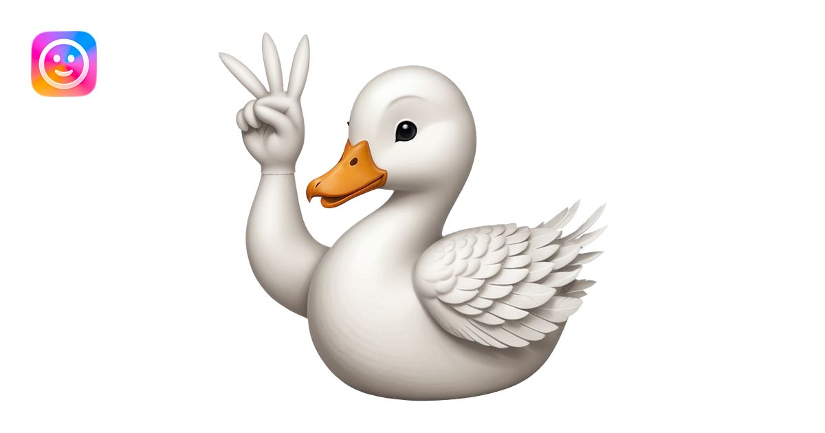 a goose with a hand sign of a peace sign emoji | AI Emoji Generator