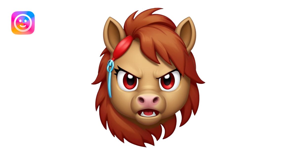 Angry Pony with the Anger Symbol emoji over it emoji | AI Emoji Generator