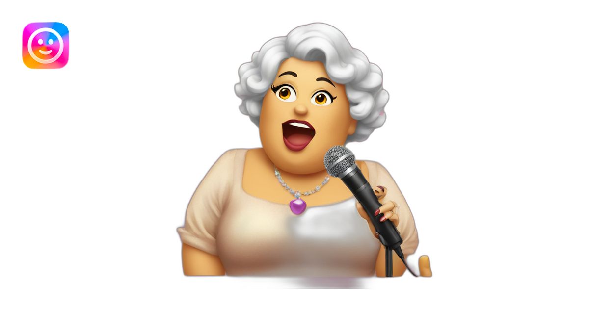 Fall themed drag queen aunt overweight talking into microphone emoji ...