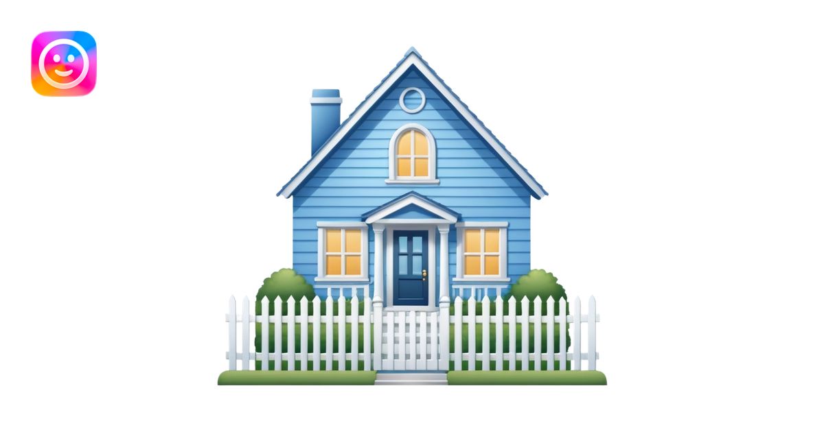 Blue house cute emoji | AI Emoji Generator