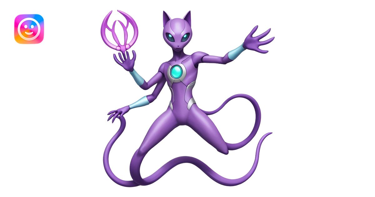 Deoxys-Mewtwo-Lunala-Fakémon-hybrid-creature (full body) emoji | AI ...