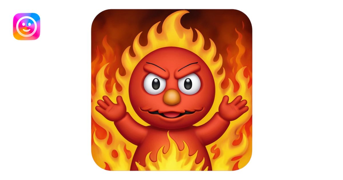 Elmo angry surrounded by fire emoji | AI Emoji Generator