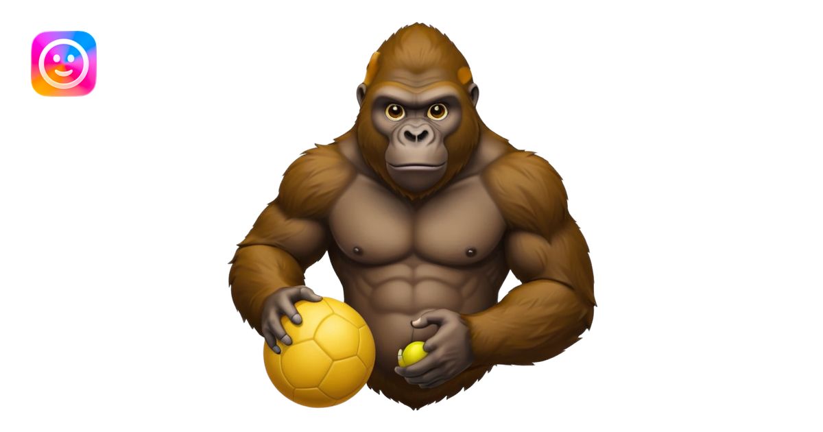 Gorilla with yellow kickball emoji | AI Emoji Generator