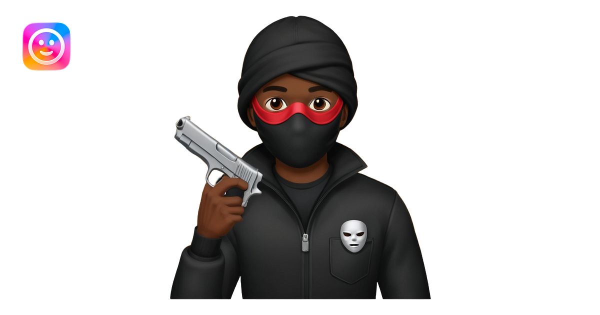 Make a black guy robbing store with pistol emoji | AI Emoji Generator