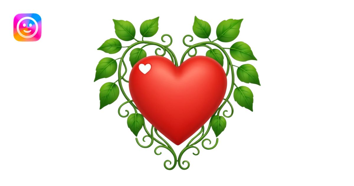 red heart with green vines around it emoji | AI Emoji Generator