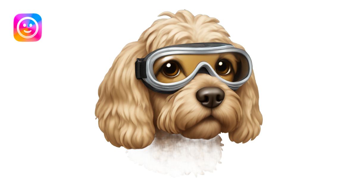 Cockapoo wearing ski goggles emoji | AI Emoji Generator