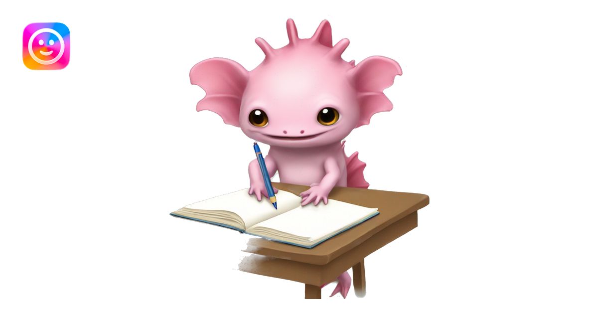Axolotl doing homework emoji | AI Emoji Generator