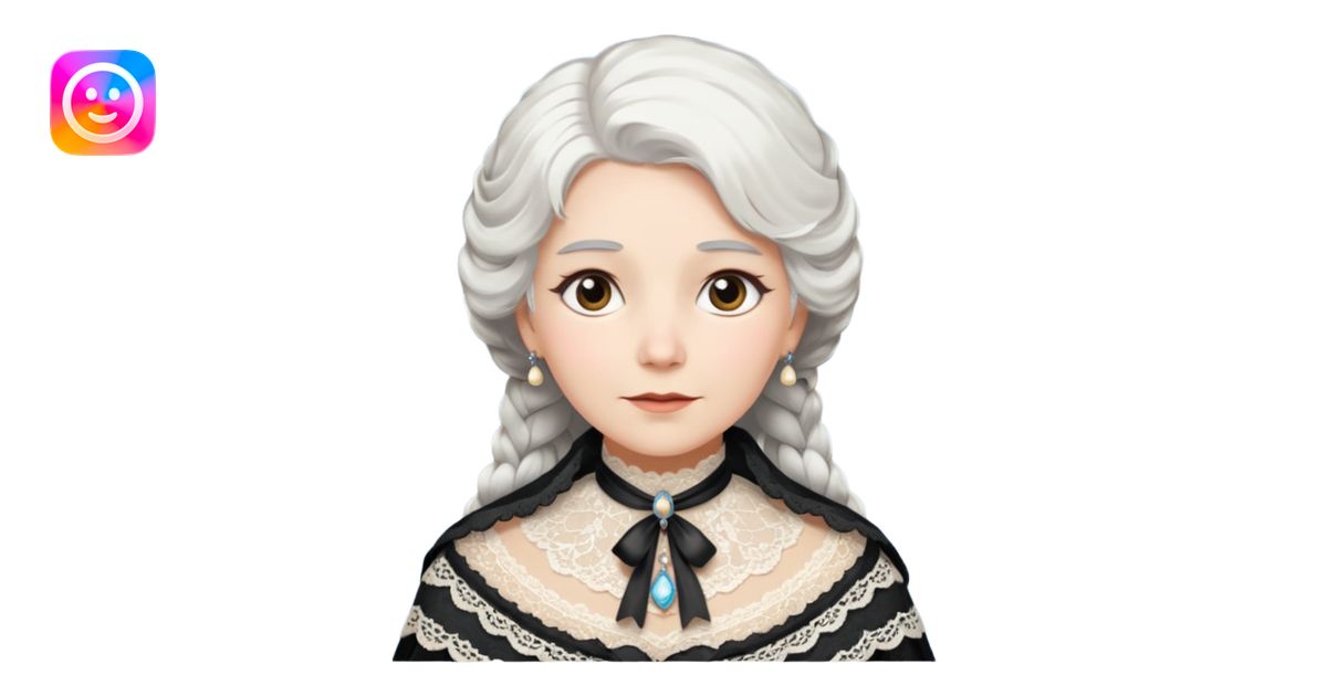 victorian lady face with white hair emoji | AI Emoji Generator