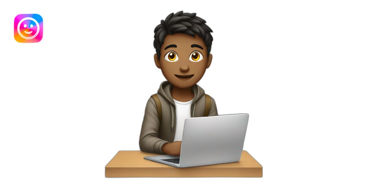 teen boy study on laptop emoji | AI Emoji Generator