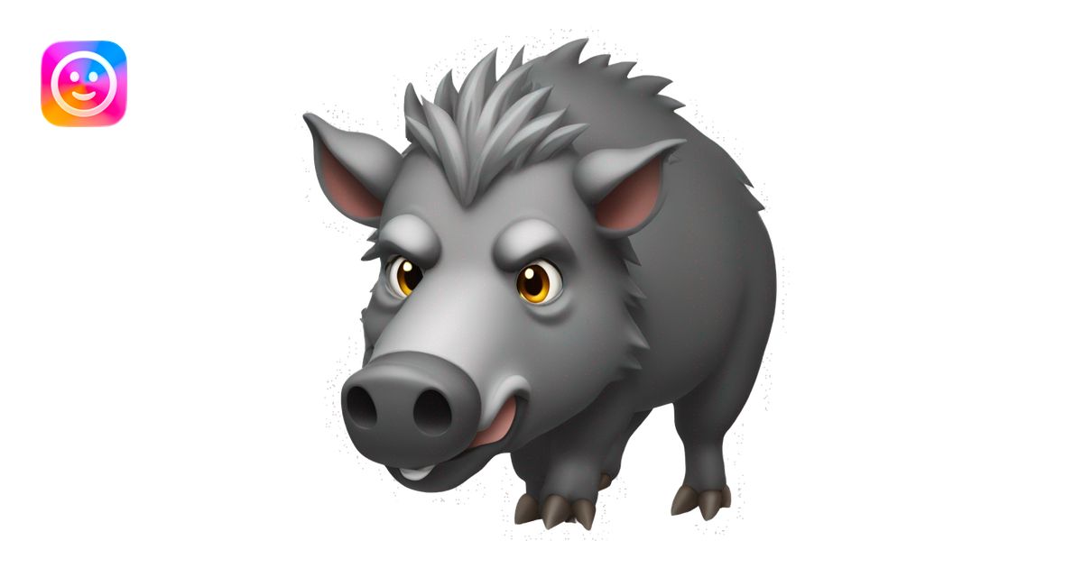 A serious wild ferocious grey boar emoji | AI Emoji Generator