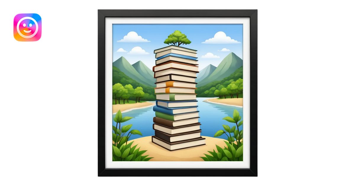 stack of photographs white frame and inside showing nature pic emoji ...