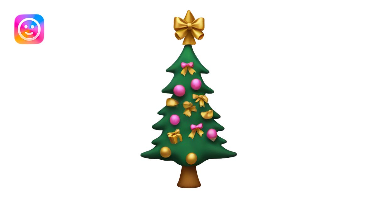 a christmas tree with pink and gold bows emoji | AI Emoji Generator
