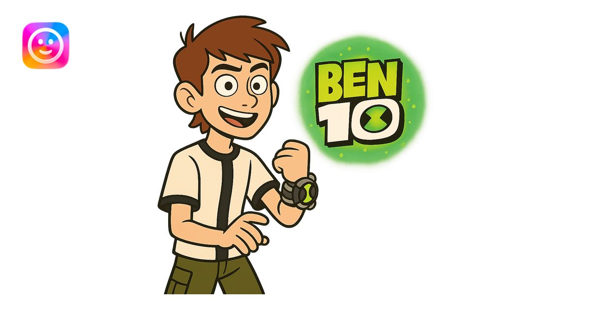 Ben 10 logo, stylized with glowing green effects, modern cartoon look ...