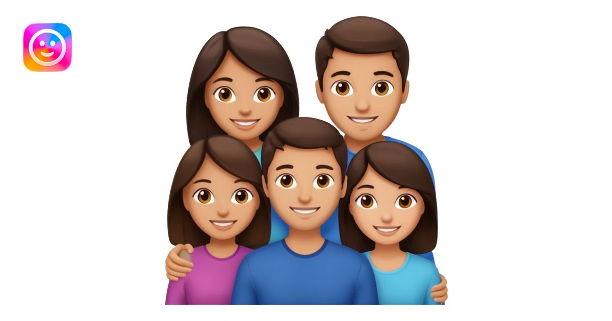 Throuple brunettes 2 girls 1 guy emoji | AI Emoji Generator