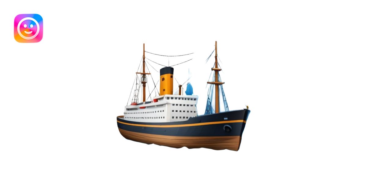 A ship moving past an iceberg emoji | AI Emoji Generator
