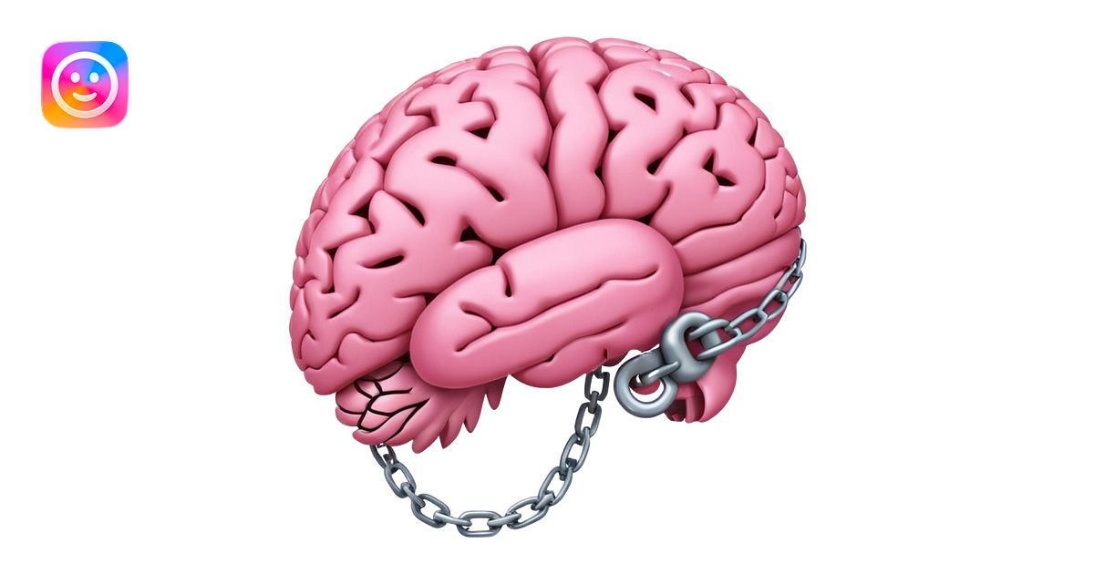 pink brain, chained up with one chain, side view emoji | AI Emoji Generator
