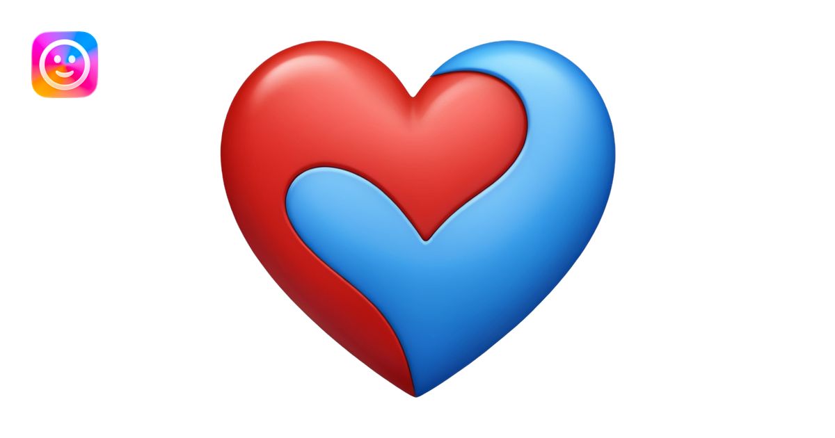 Half red half blue heart emoji | AI Emoji Generator